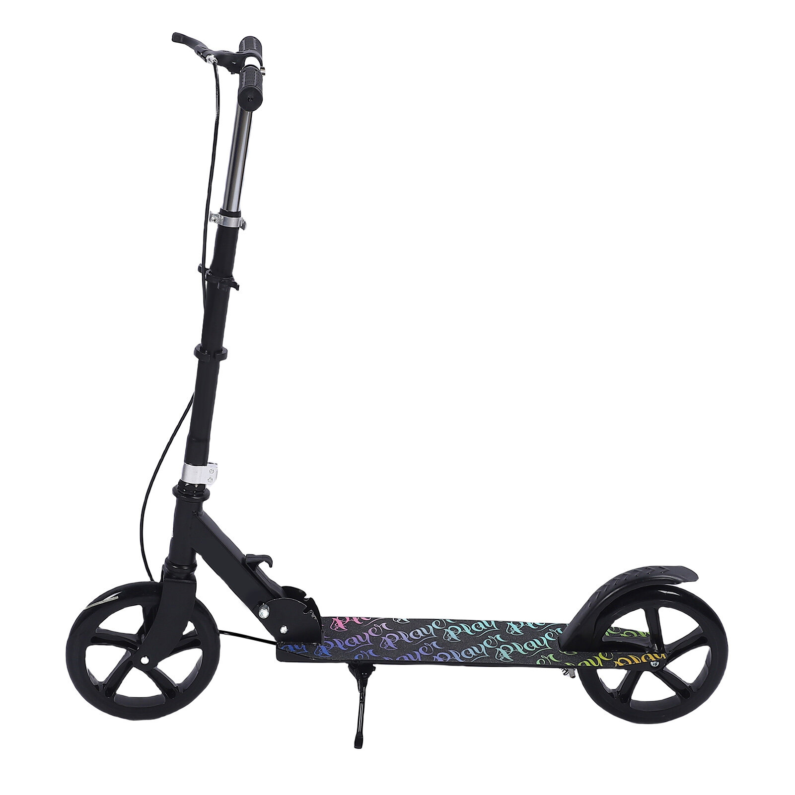 Самокат для подростков и взрослых с двойной тормозной системой, большими полиуретановыми колесами, складыванием одним нажатием кнопки, регулируемой высотой. Самокат подходит для детей от 8 лет и старше. Выдерживает нагрузку до 100 кг.