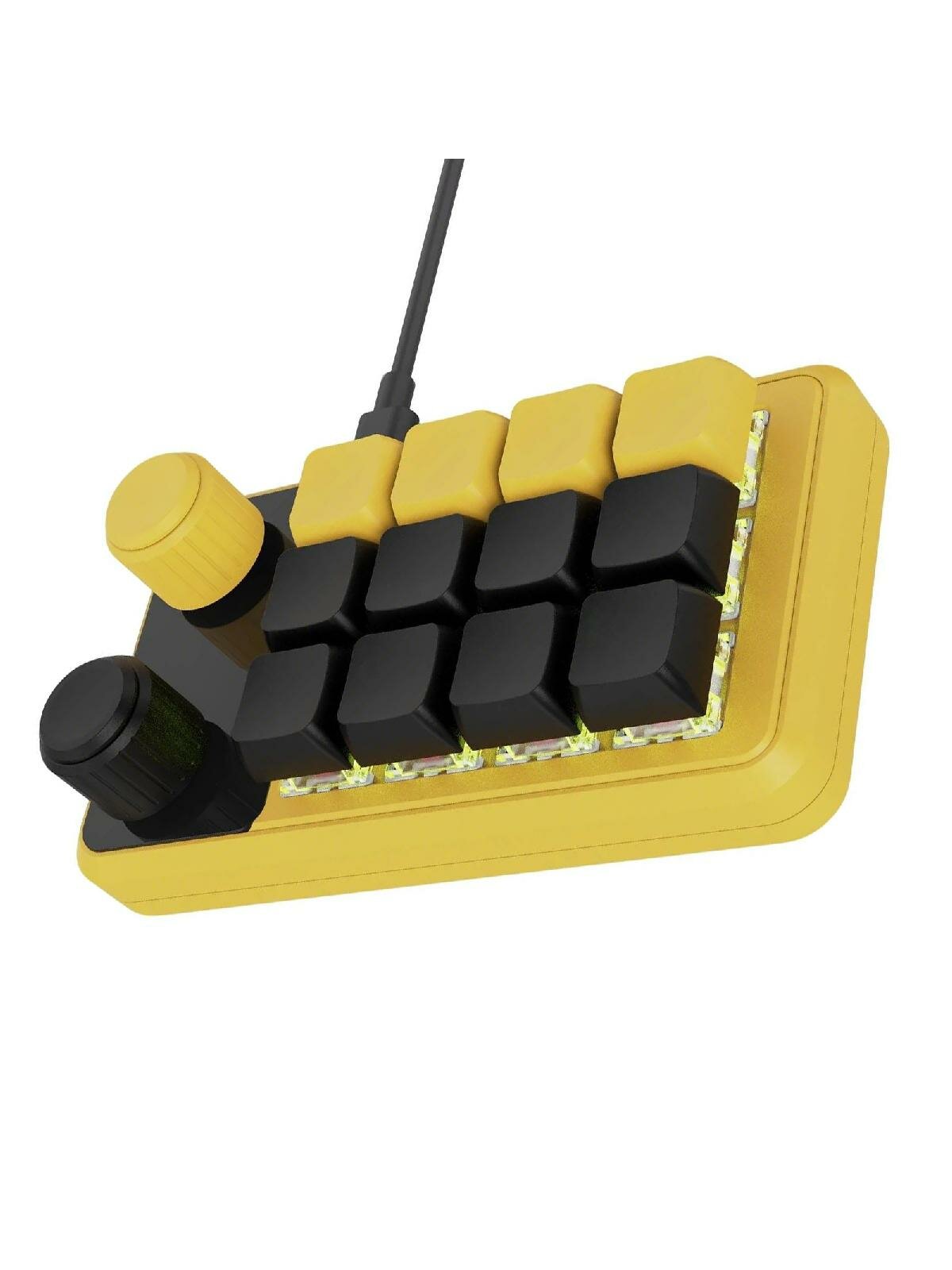 Programmable 12 Key Mini Mechanical Gaming Keyboards With Two Knobs and RGBs Lighting Type C Cable