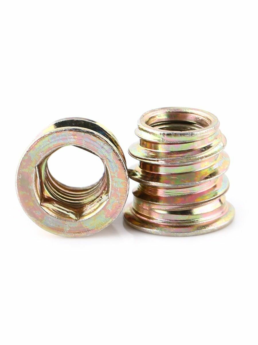 M8 * 13 мм оцинкованные вставные гайки из углеродистой стали, шестигранная головка с деревянной резьбой, прочное цинковое покрытие для уличной мебели, простая установка и снятие