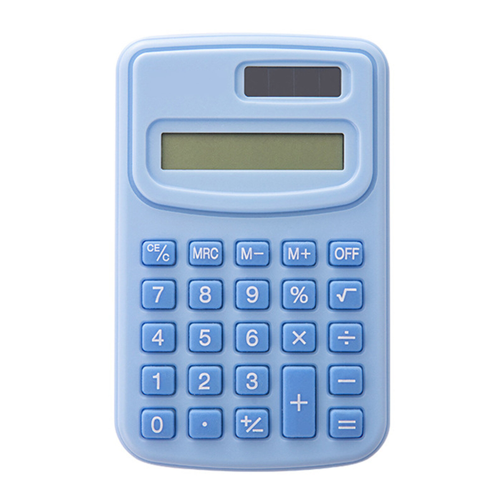Мини-Калькулятор Кнопка Отскока Портативный Карманный Солнечная Энергия 8-Значный LED Небесно-Голубой