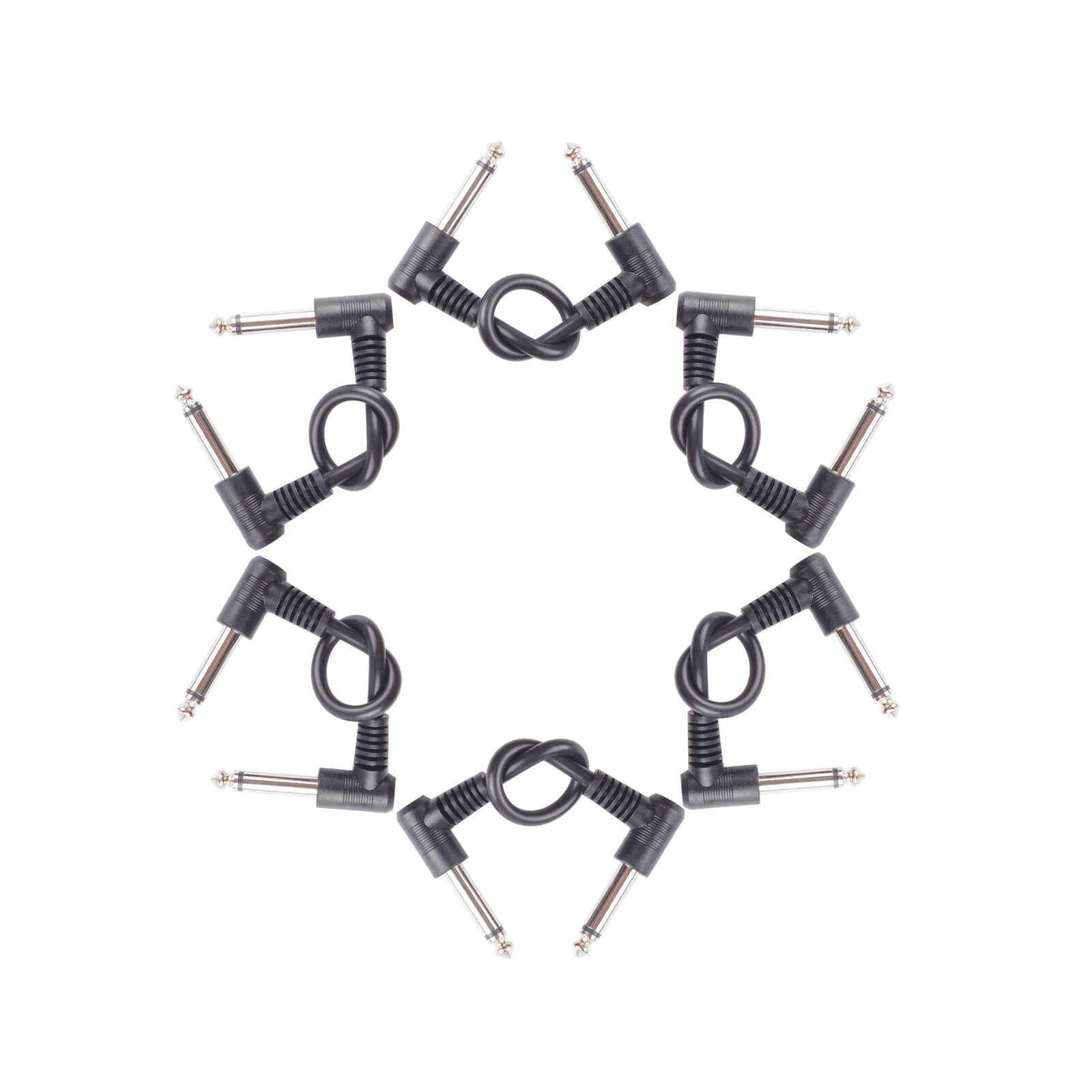 6 шт. гитарных патч-кабелей, 7-дюймовый кабель для педалей, интерфейс 6,35 мм, угловые разъемы, шумоподавление, эффект для записи музыки.