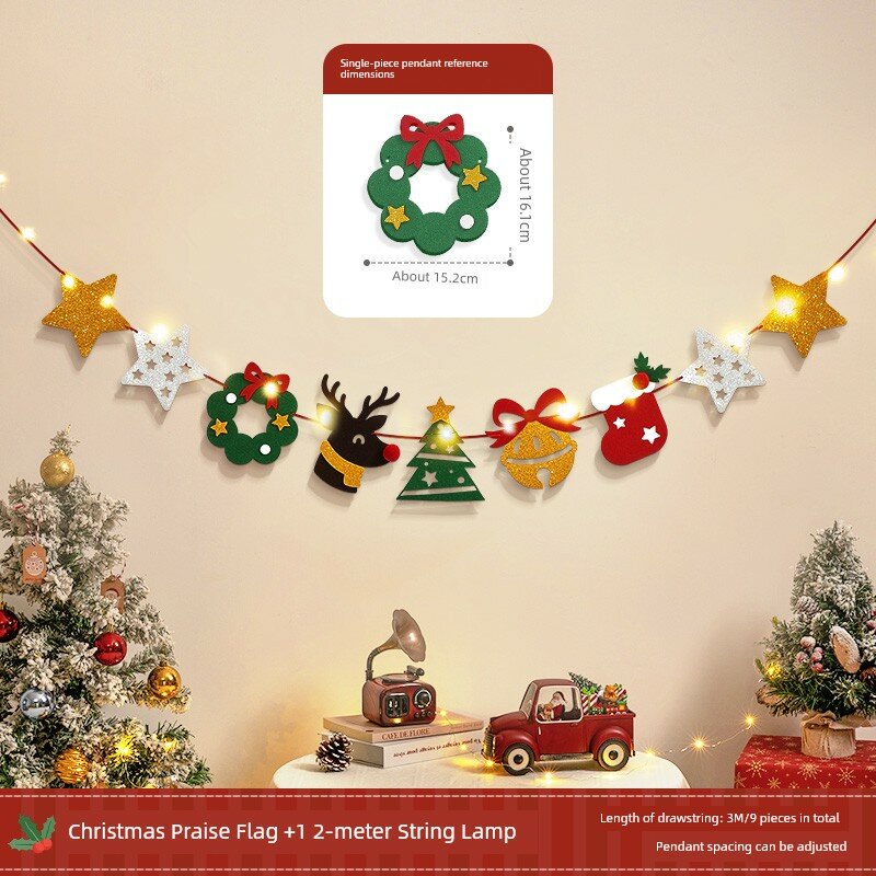 Рождественские флаги, гирлянды, декорации для сцены, подвесные флаги, подвесные украшения, атмосферные миниатюрные