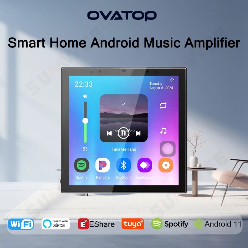 Настенный усилитель YINLEENCL 4 дюйма Android 11 black amp 4x20w