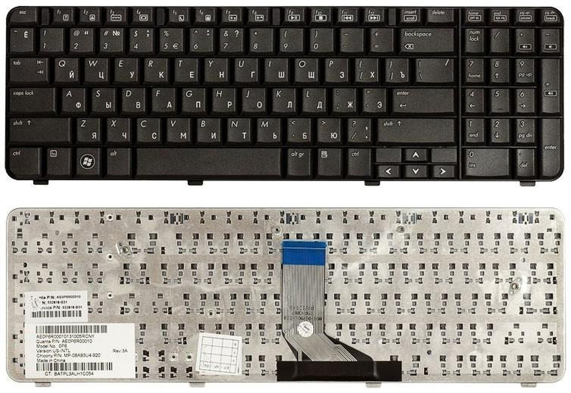 Клавиатура для ноутбука HP Compaq CQ61, Pavilion G61 черная, буквы белые