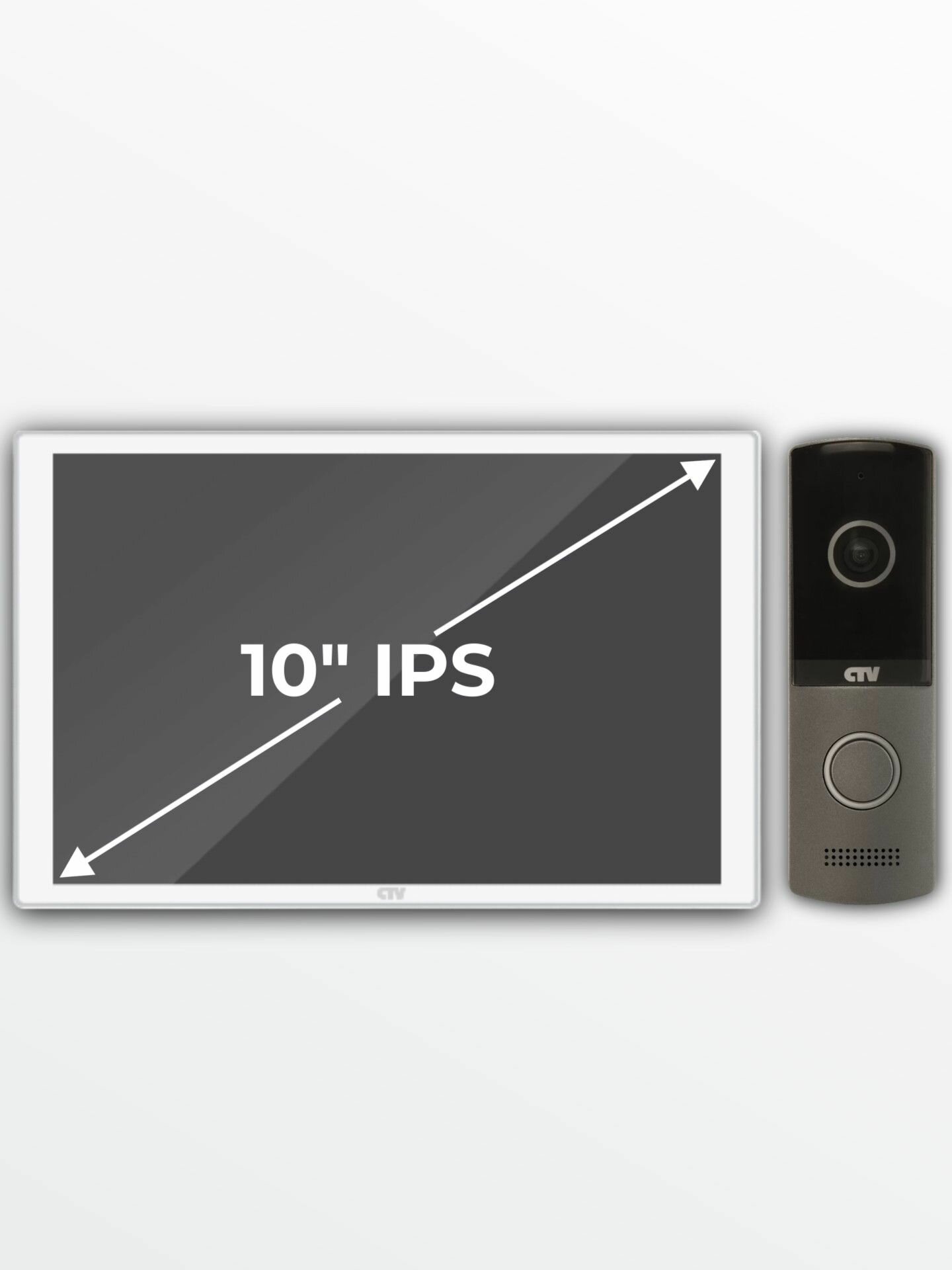 Комплект WiFi видеодомофон для квартиры: монитор 10" CTV-M5121 Q (W) + вызывная панель CTV-D4003NG (G), для дома, офиса, Ai-детекция, функция видеорегистратора, подключение к подъездному домофону