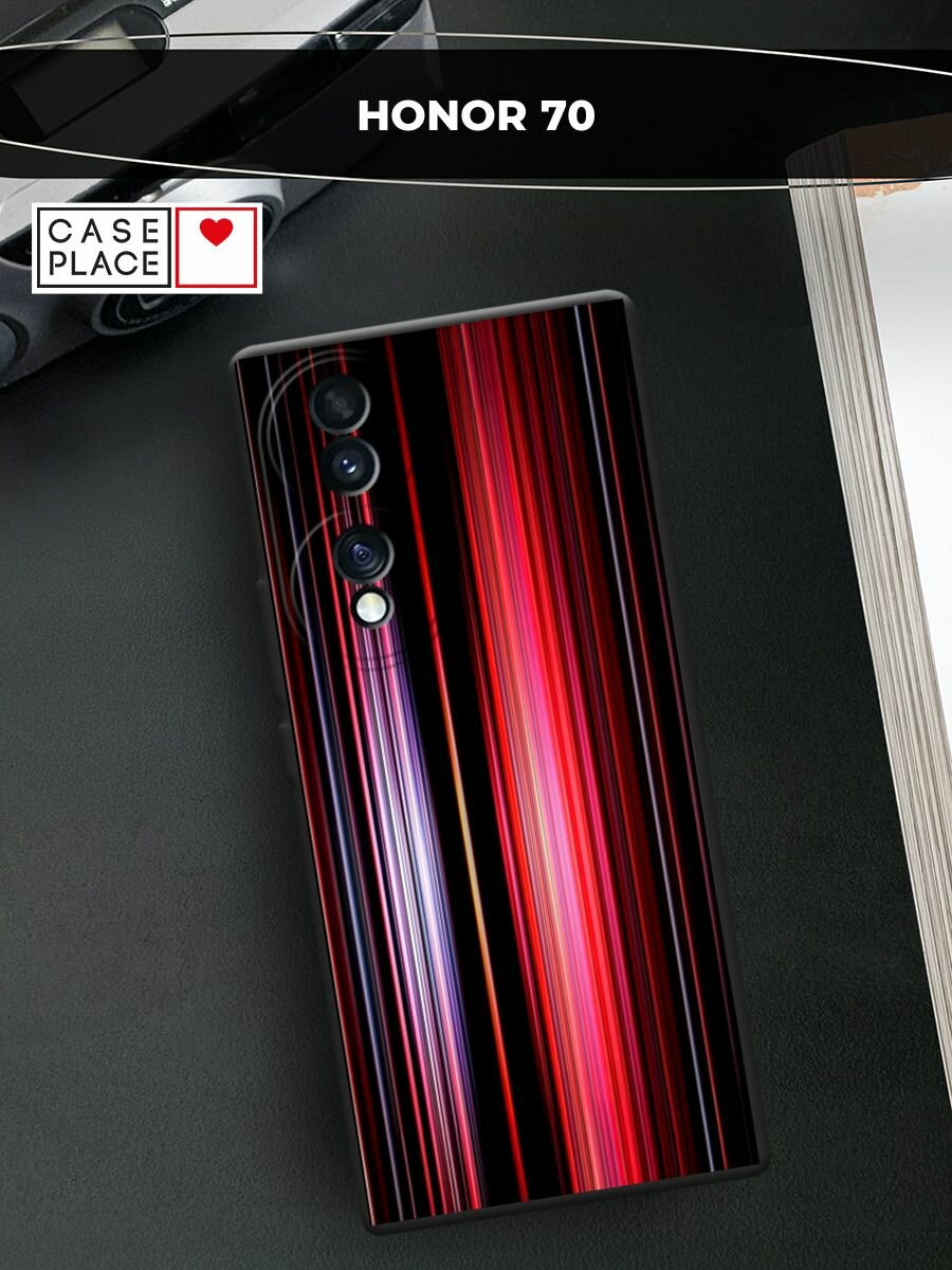 Черный матовый чехол на Honor 70 / Хонор 70 с принтом Оттенки красного