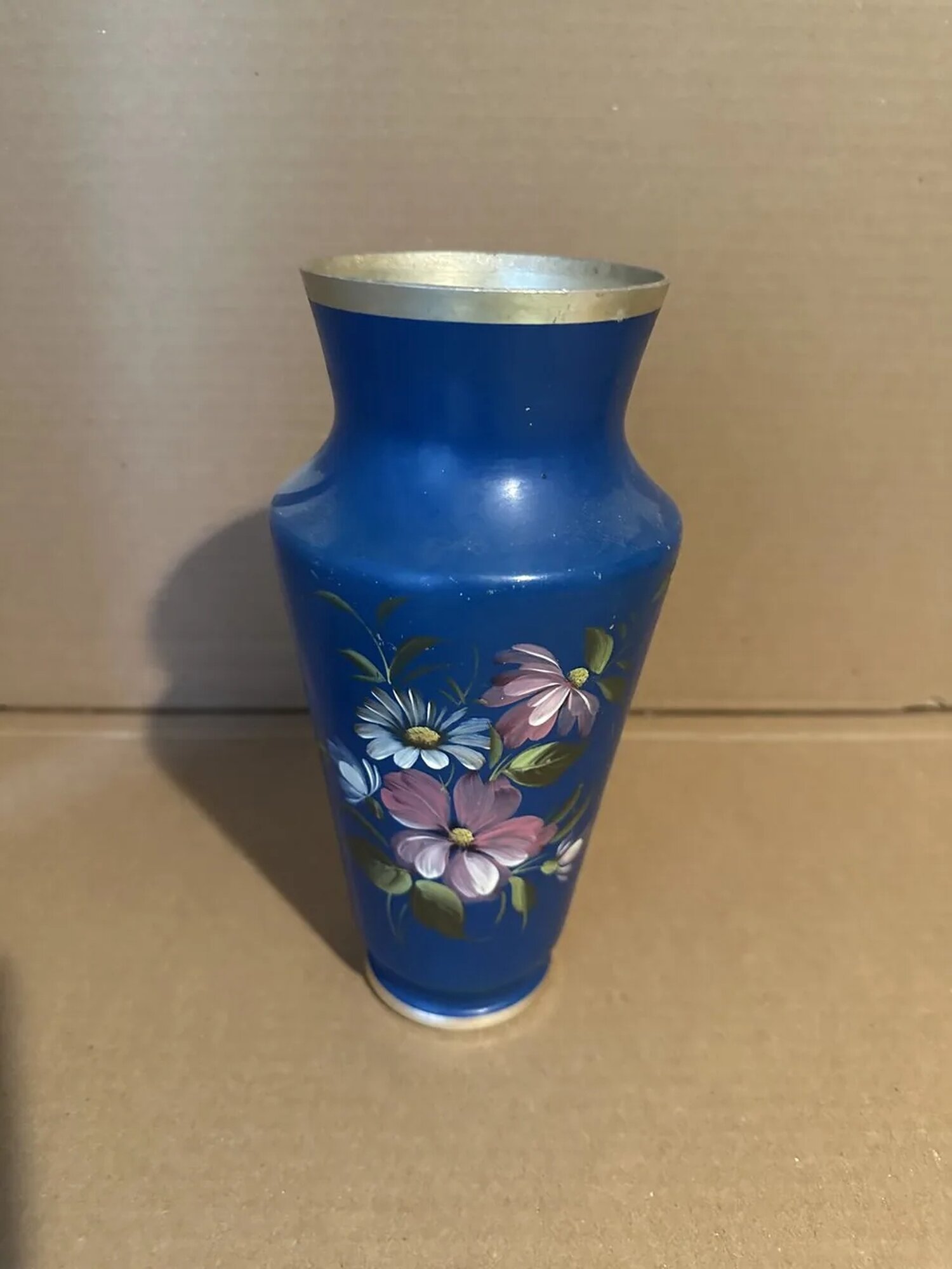 Ваза Винтажная из металла расписная 70 годы стильная