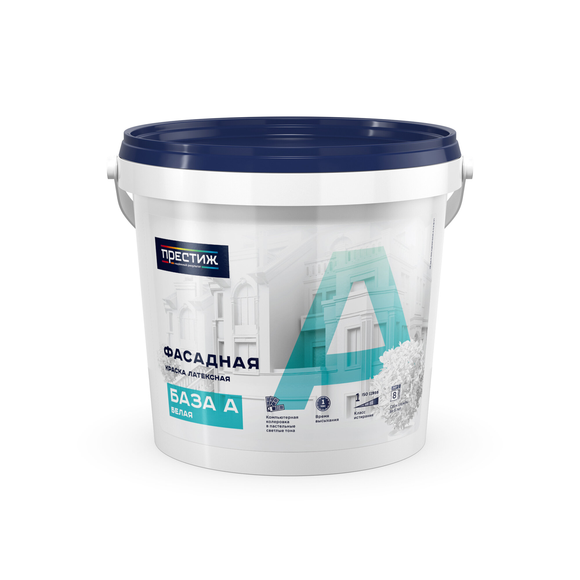 Краска фасадная Престиж, латексная, матовая, база A, белая, 0,9 л