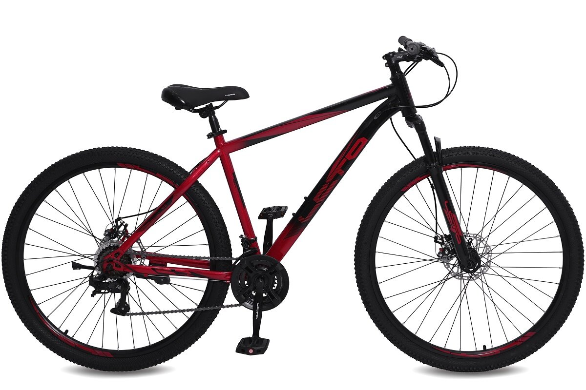 Велосипед 29" LETO FOX, сталь, рама 19", 21-ск, черный/красный