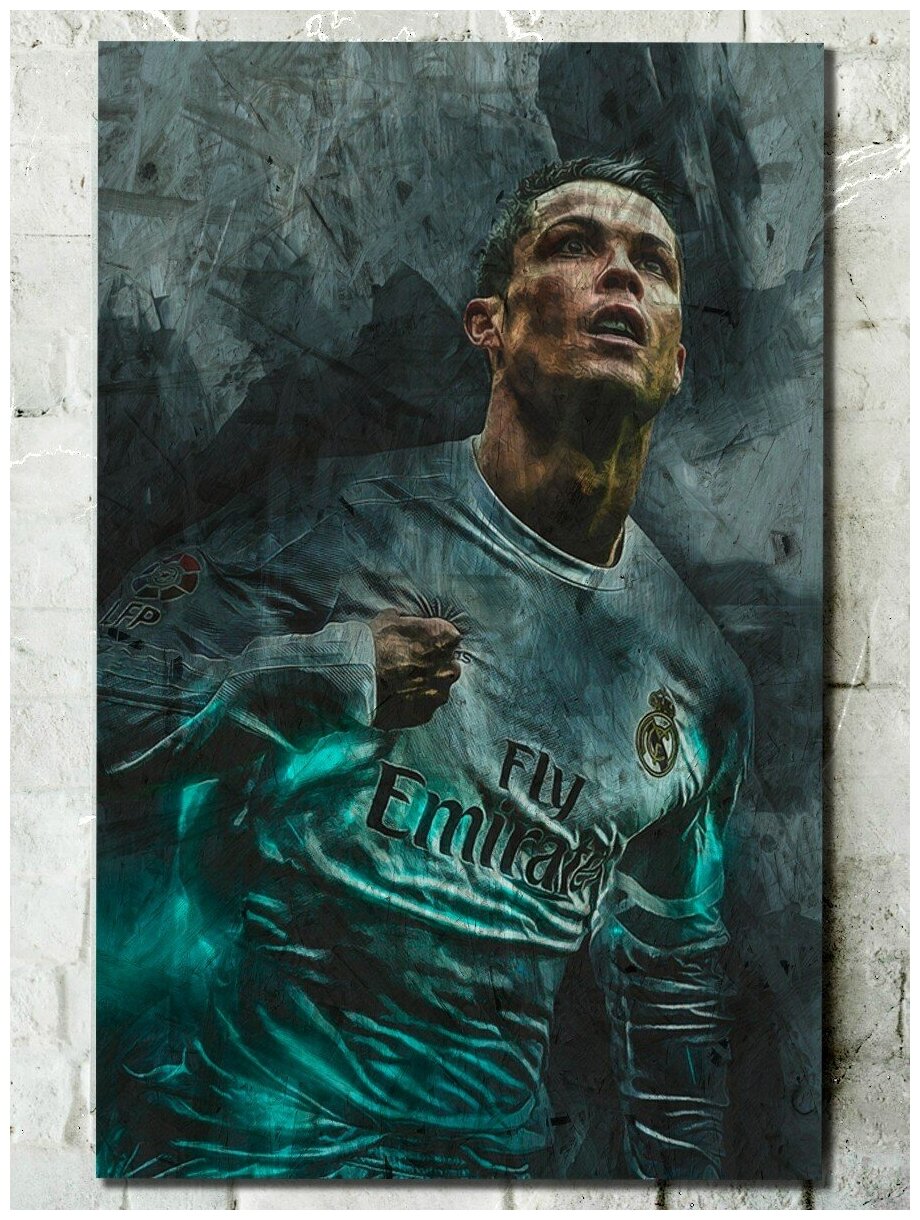 Картина интерьерная на рельефной доске Спорт Футбол (Криштиану Роналду, Реал Мадрид) - 7877 В