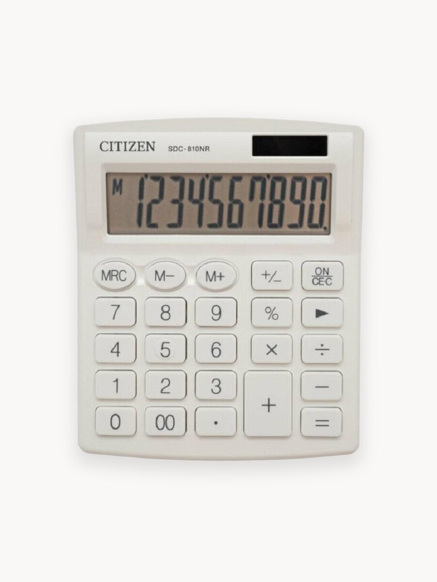 Калькулятор настольный Citizen SDC-810NR-WH 10р дв. пит комп-ый белый