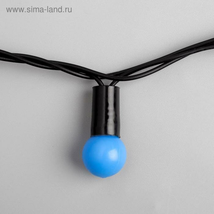 Гирлянда Нить 20 м с насадками Шарики 1.5 см, IP44, тёмная нить, 200 LED, свечение синее, 8 режимов, 220 В