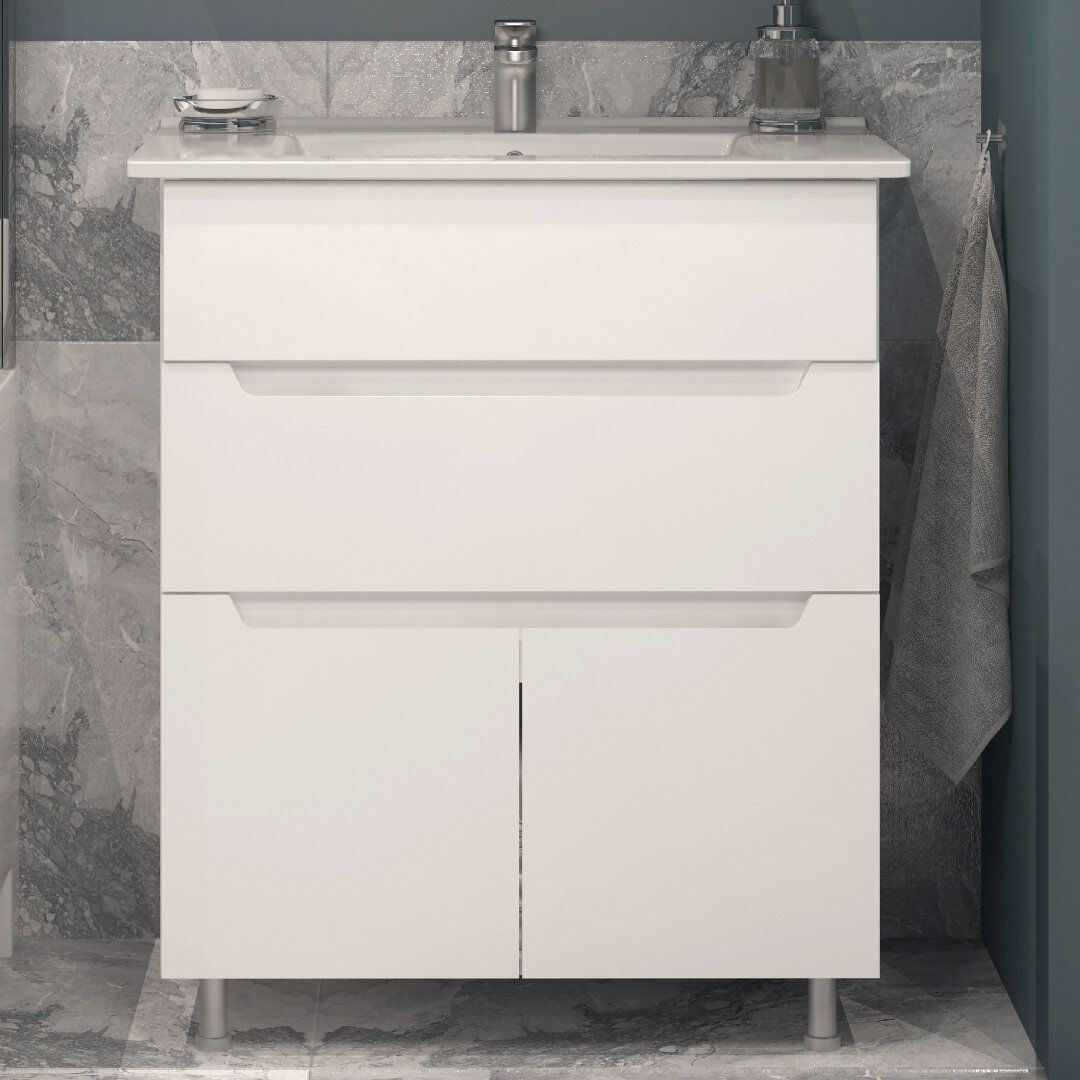 Тумба Eva Gold Paola 65 в комплекте с умывальником Оскар 65, Вилис65