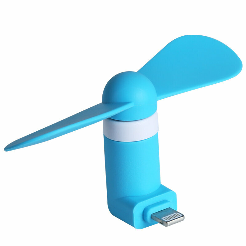 Мини вентилятор для телефона, Lightning, для iPhone, iPad, голубой, 1Вт, портативный