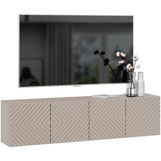 Тумба под ТВ Трия Танго Тип-1 Глиняно серый/Холст Латте