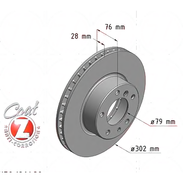 ZIMMERMANN 150.1261.20 (34111155322 / 34111157391 / 34111158038) диск торм BMW (БМВ) e32 86- / e34 92- 3.0 / 3.5 / 4.0