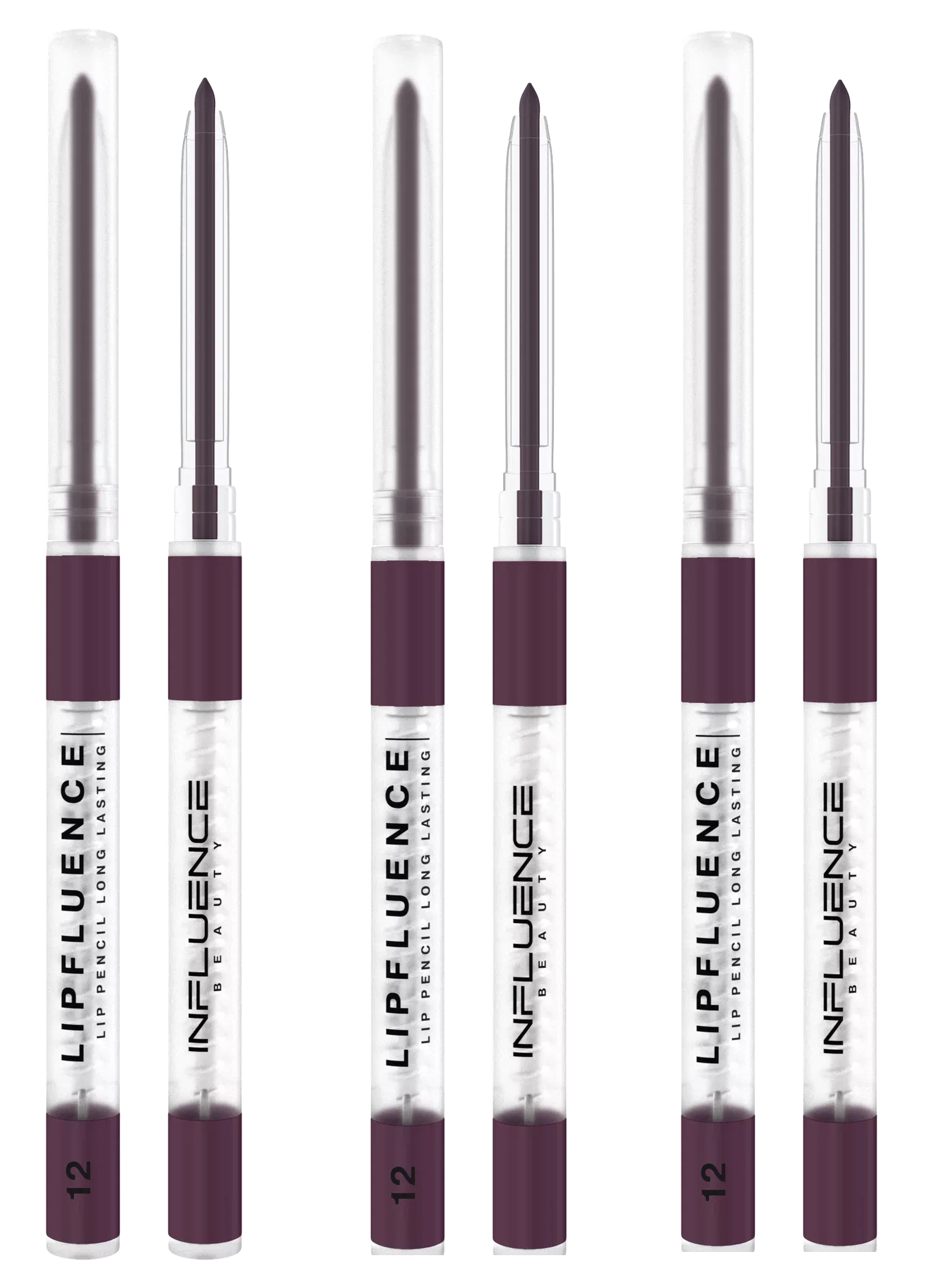 Карандаш для губ автоматический гелевый стойкий Influence Beauty Lipfluence т.12 3 шт