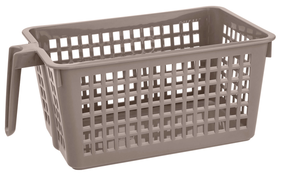 Корзина для хранения Бытпласт EcoNova 12568 прямоугольная, с ручкой, из полипропилена, темно-бежевая, 288х160х120мм / товары для дома