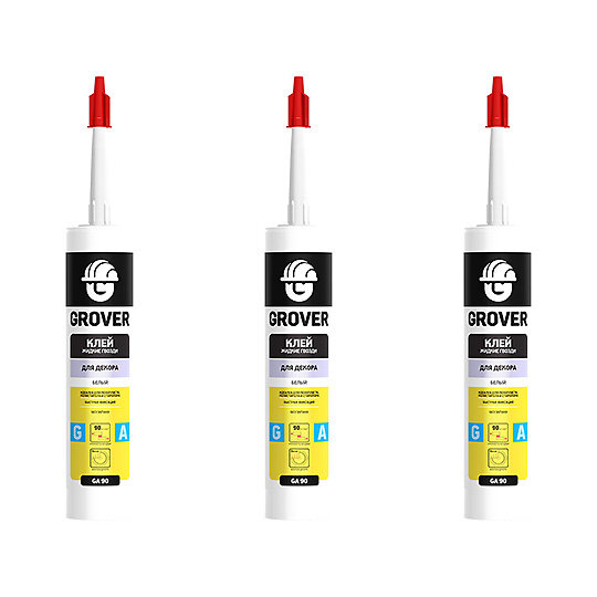 Клей монтажный акриловый Grover GA90 для декора белый 280 мл (3 шт.)