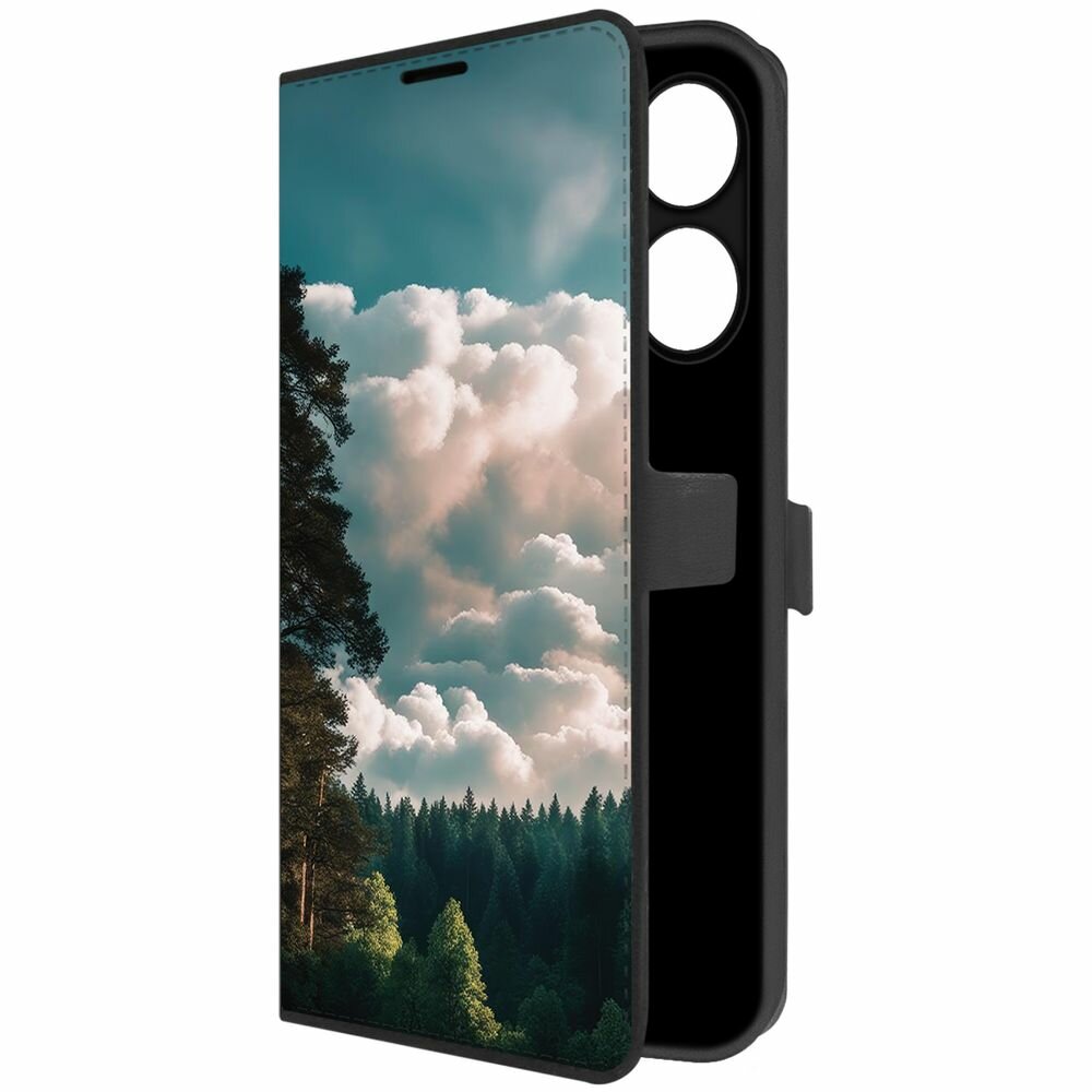 Чехол-книжка Krutoff Eco Book для Xiaomi Poco M6 4G Облачно (черный)