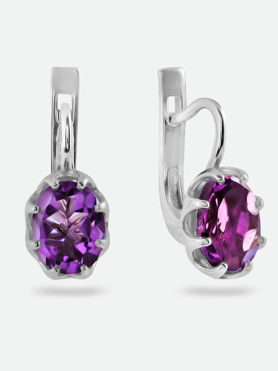 Серьги, серебро, 925 проба, родирование, аметист