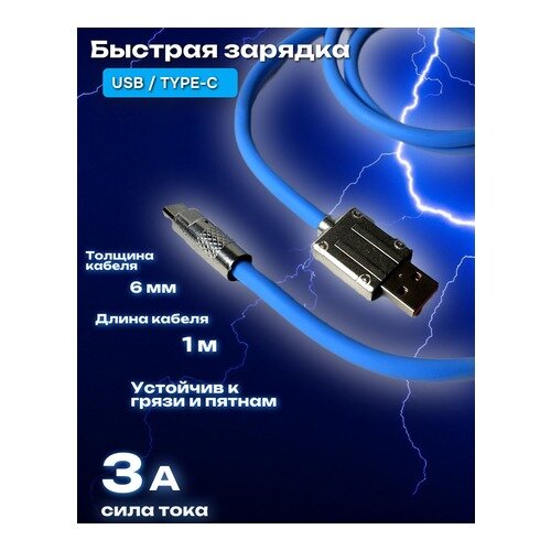 Кабель Type-C / USB (3А) 1 метр синий