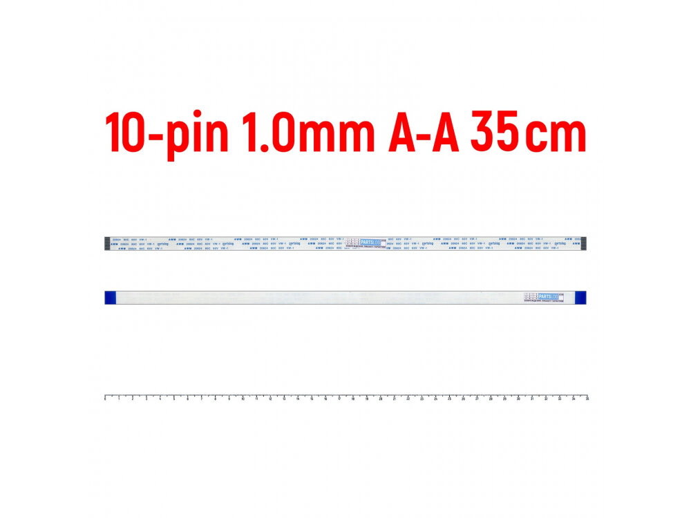 Шлейф FFC 10-pin Шаг 1.0mm Длина 35cm Прямой A-A AWM 20624 80C 60V VW-1