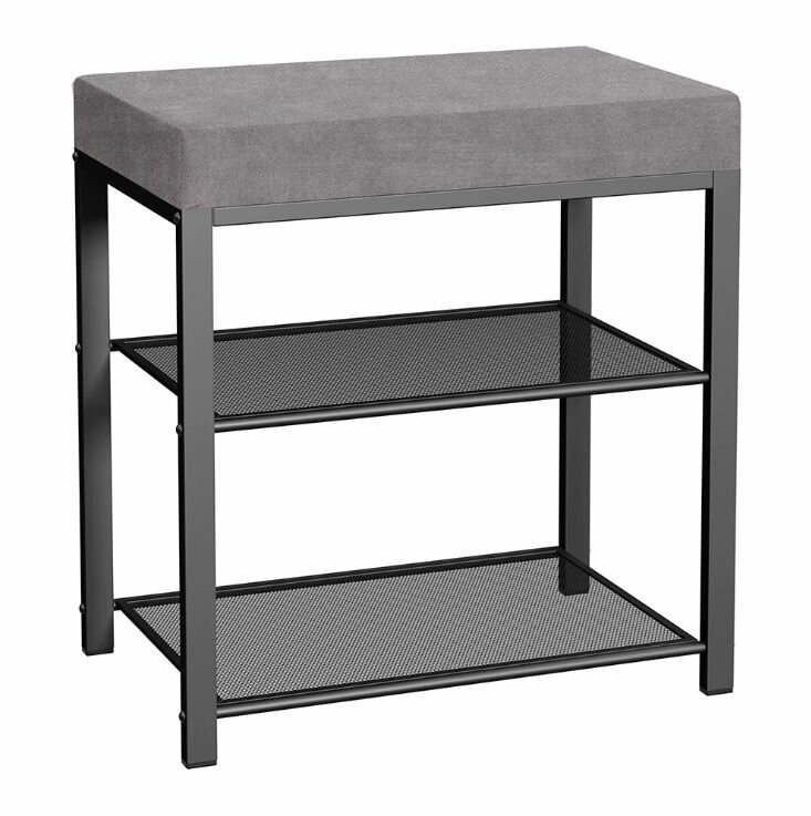 Банкетка Торонто 13s 47х30х49 см каркас черный/сиденье серое