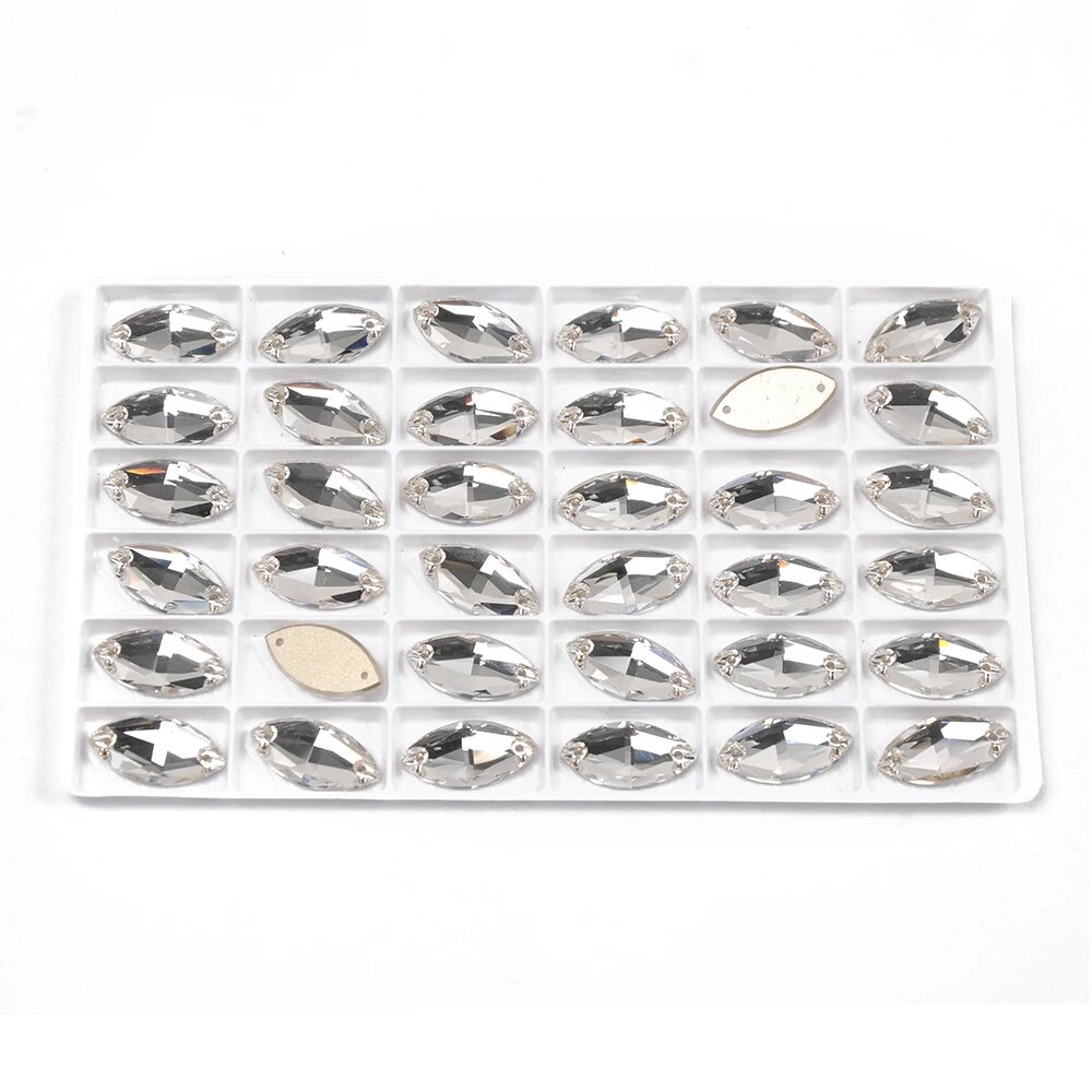 Стеклянные стразы 15x32mm, Crystal Clear, 6шт