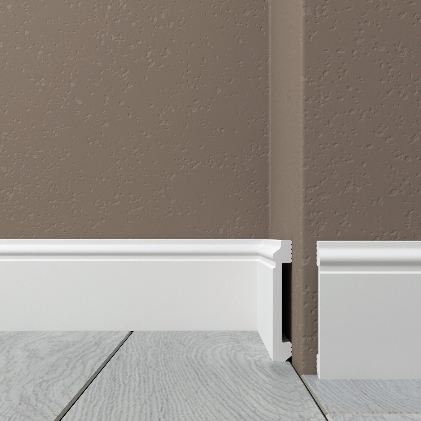 Плинтус De-Baget H80, дюрополимерный, влагостойкий, кабель-канал, высота 8 см, белый