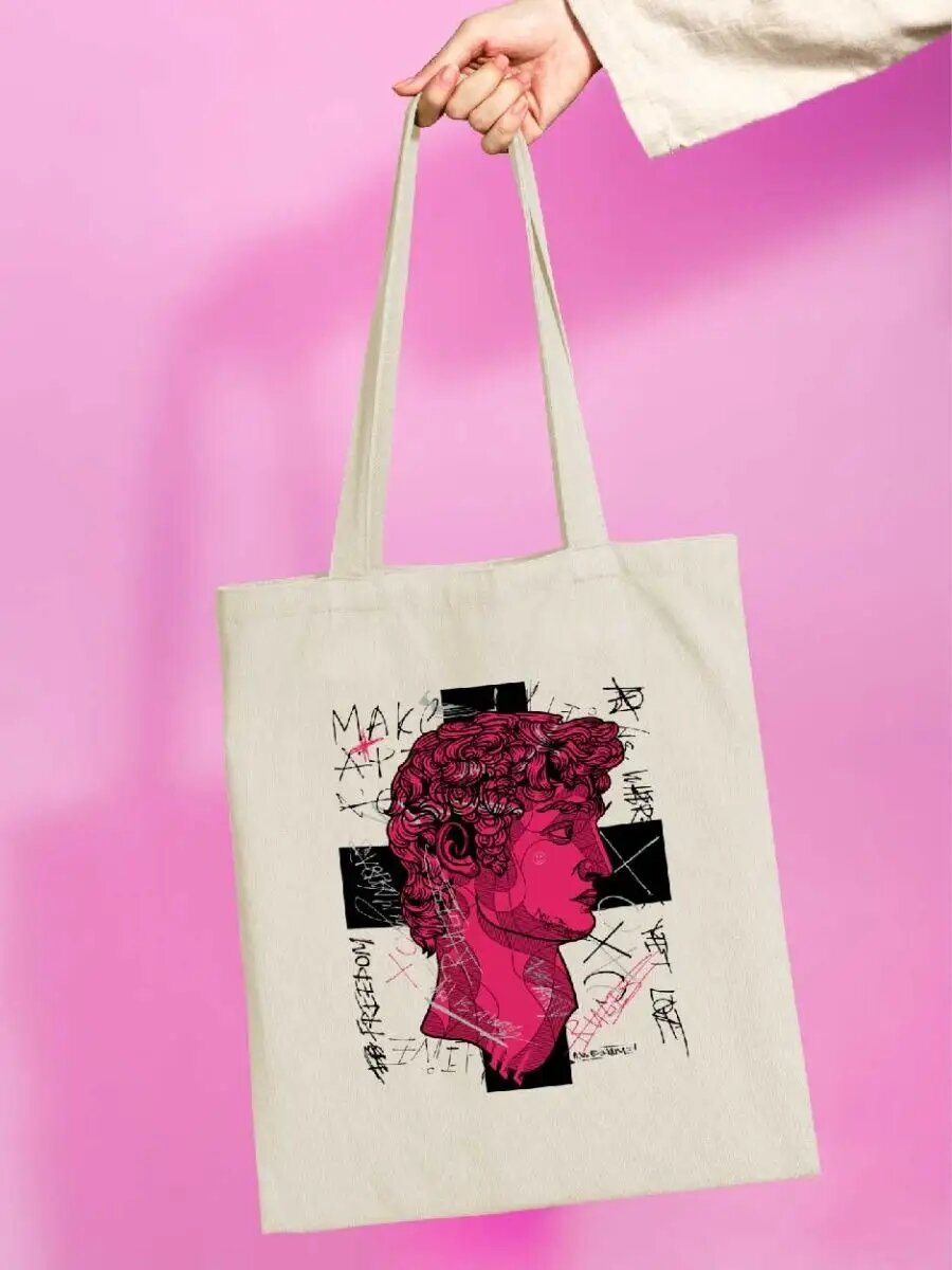 Сумка шоппер  с принтом искусство, dead inside