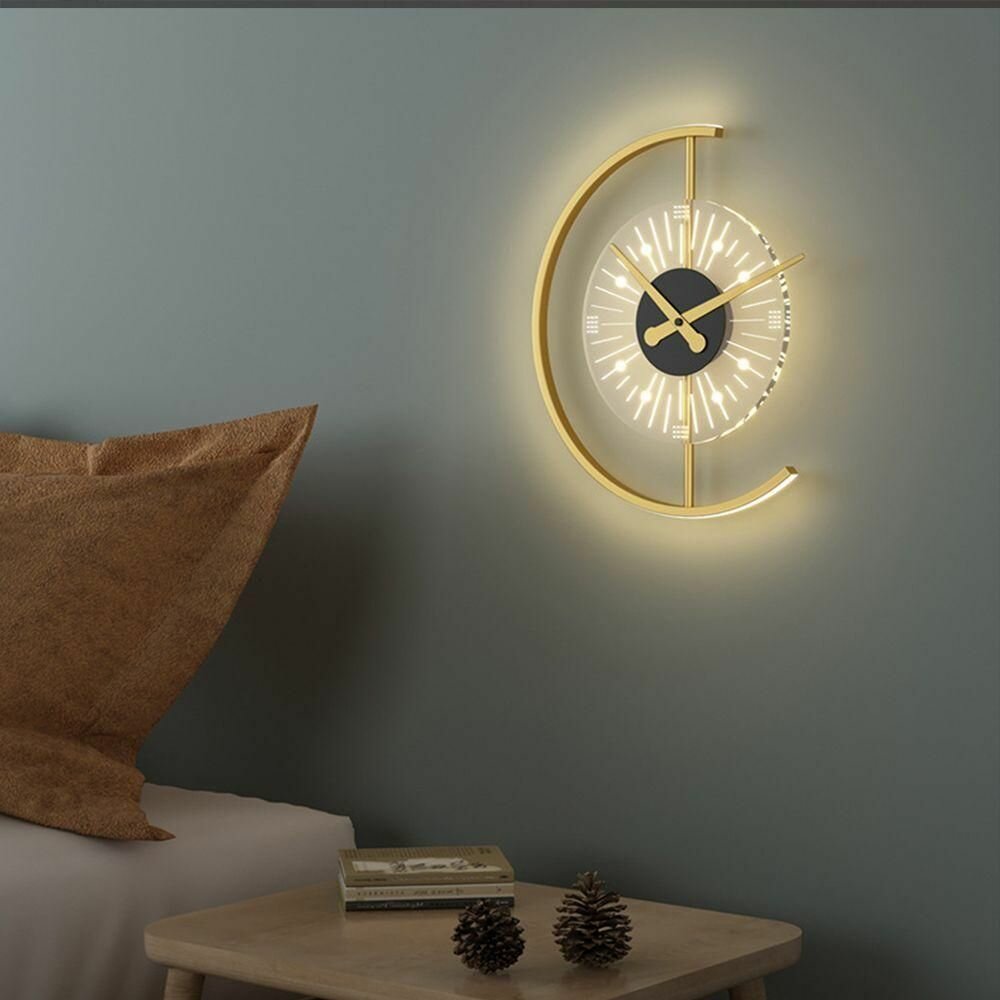 Настенный светильник, Бра с дизайном часов, диммируемые светодиодные лампы, 3-режимов, акриловый абажур,"Yitang-8088"