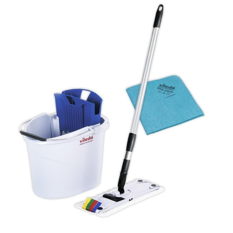 Комплект для уборки Vileda Professional "Ультраспид мини", ведро 10 л, отжим, флаундер L 34 см, моп (142985)