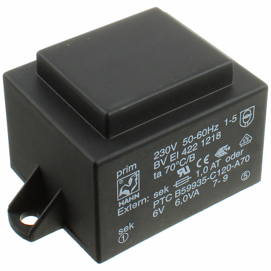 Трансформатор 6В 1000мА 6VA HAHN BV EI 422 1218
