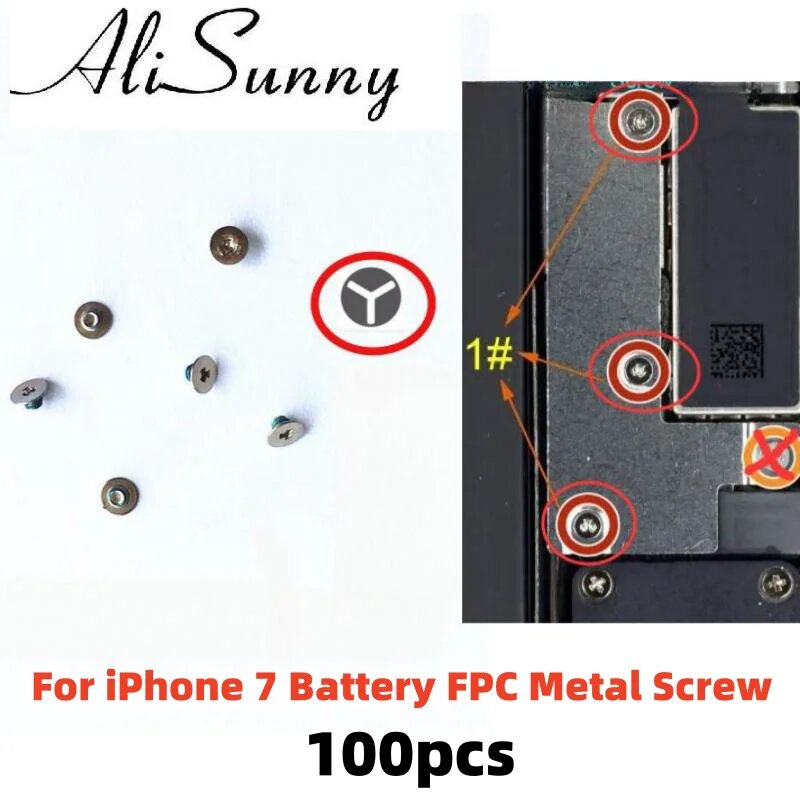AliSunny 100 шт. аккумулятор FPC металлический винт для iPhone 11 7 8 Plus внутри Y000 1,2 мм 1,0 мм Y трехточечные детали 100x 1.0mm