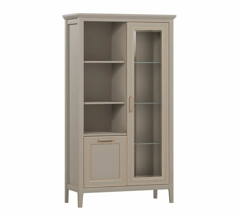 Шкаф-витрина классик REG1W1D глиняный серый, для посуды, в прихожую
