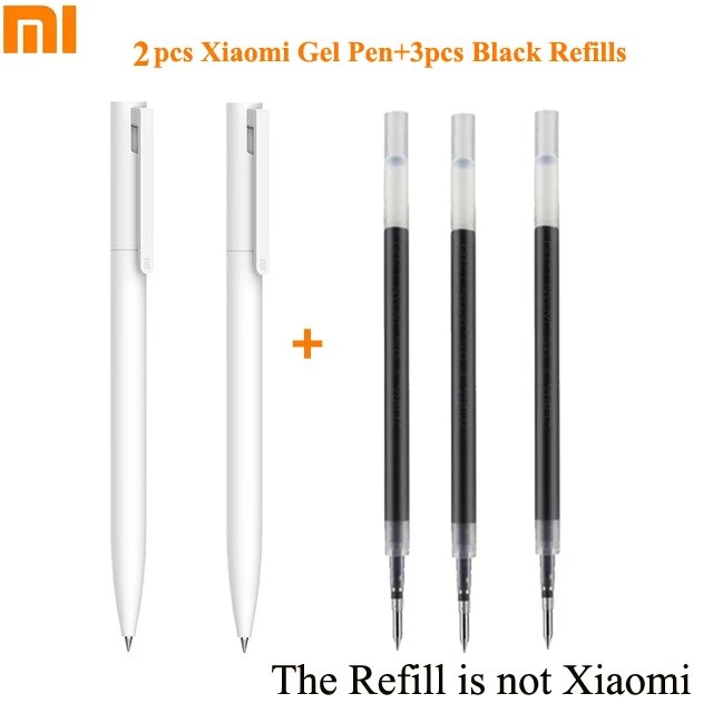 Гелевая ручка Xiaomi Mijia MJZXB01WC белая 0.5 мм Белый, 2pen with 3black ink