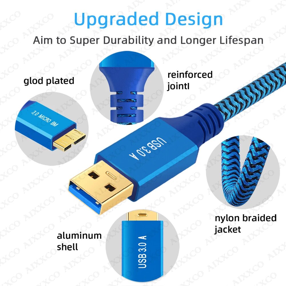 Кабель USB 3.0 Micro B на USB 3.0 AM, 1m — фото 1