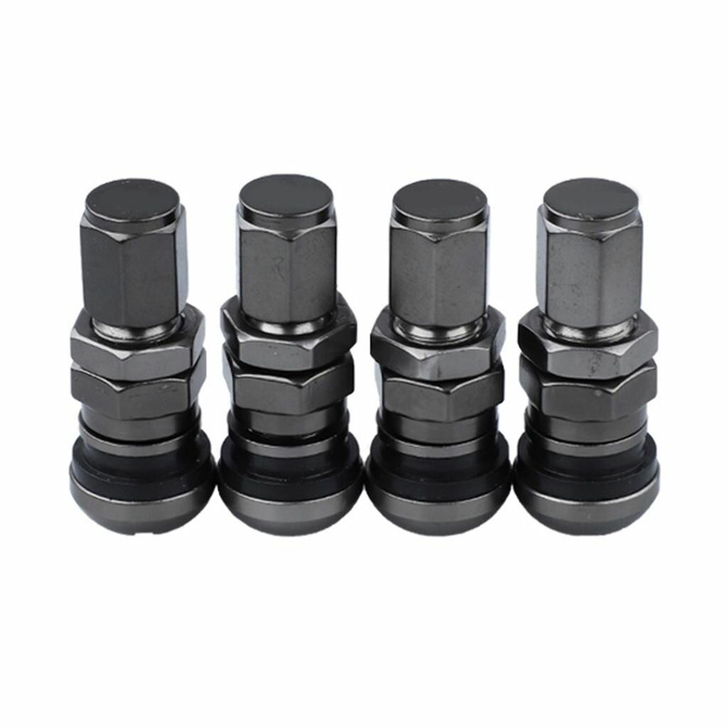 Комплект для ремонта шин, Автомобильные модификации, колесные диски, шины, вентильные сердечники, ниппели с крышками, универсальные - титановый, 4 шт.