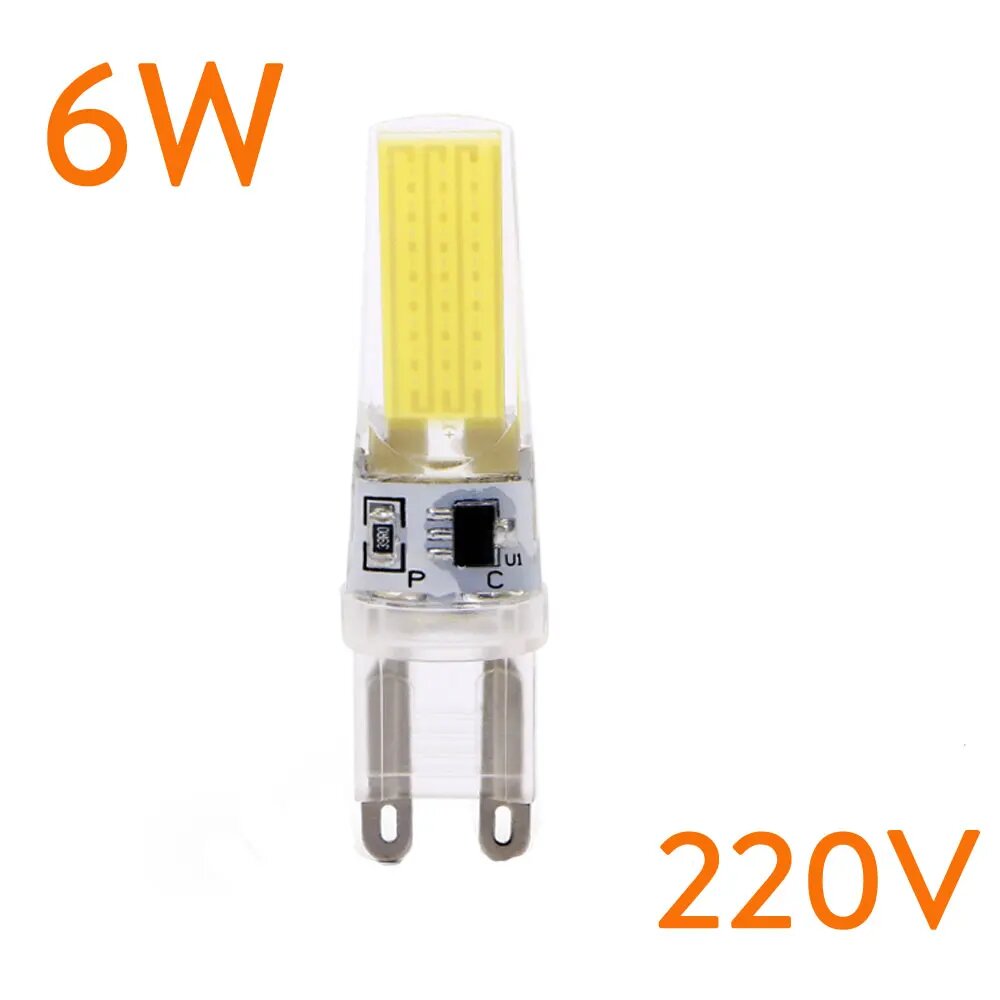 RANPO Светодиодная диммируемая лампа G4 G9 3Вт/6Вт Светло-желтый, G9 6W 220V, Cool White
