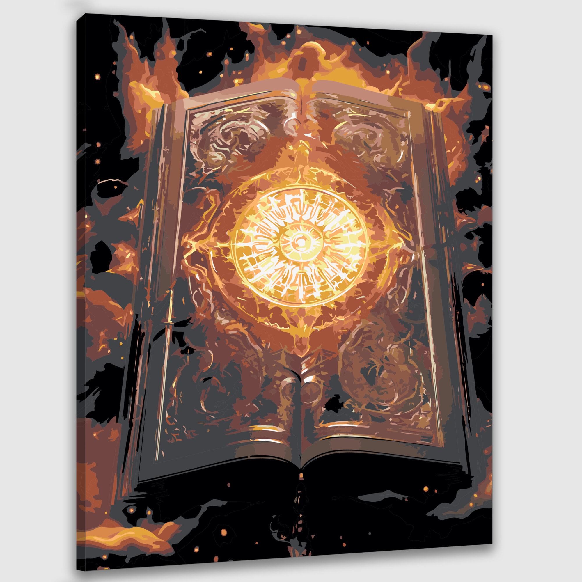 Картина по номерам 40x50 см, гримуар, иллюстрации, рукописный текст, детали, цвета, свет, роскошь, загадочность, фокус