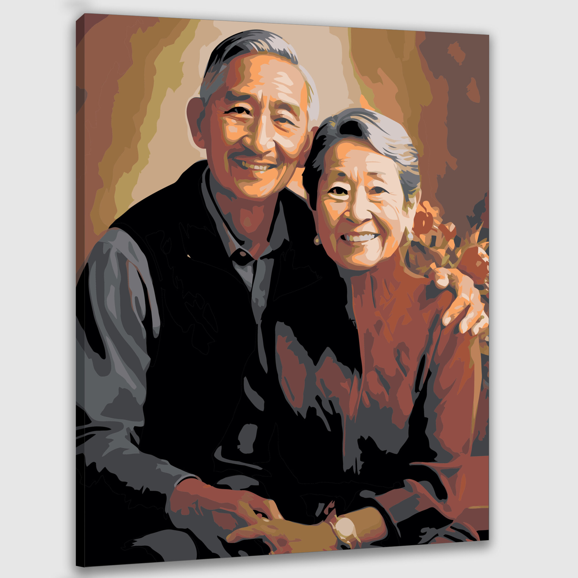 Картина по номерам 40x50 см, картина маслом, пожилая пара, улыбка, мудрость, радость жизни, связь, цвета, теплота