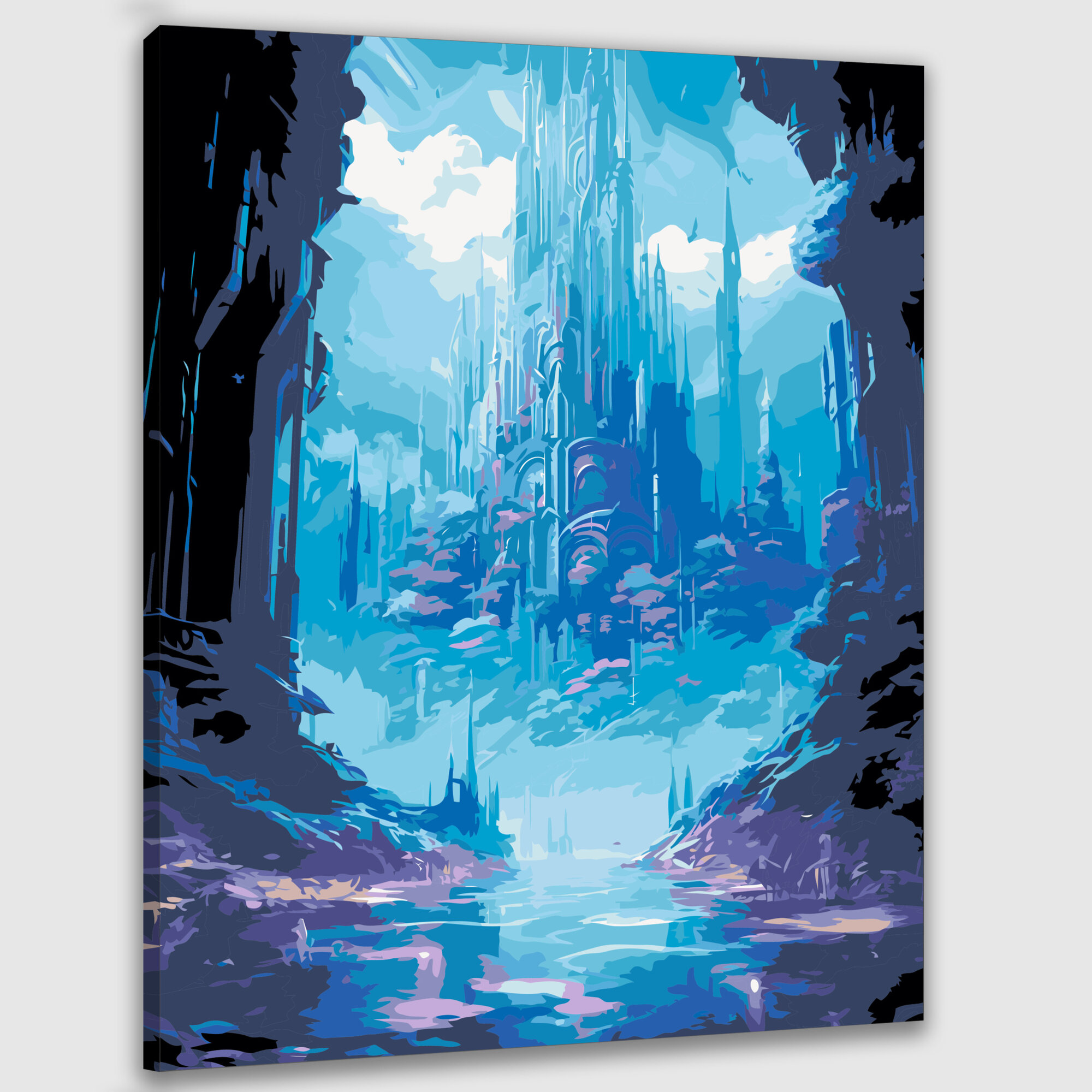 Картина по номерам 40x50 см, подводный город, коралловые рифы, морские обитатели, солнечный свет, чистая вода