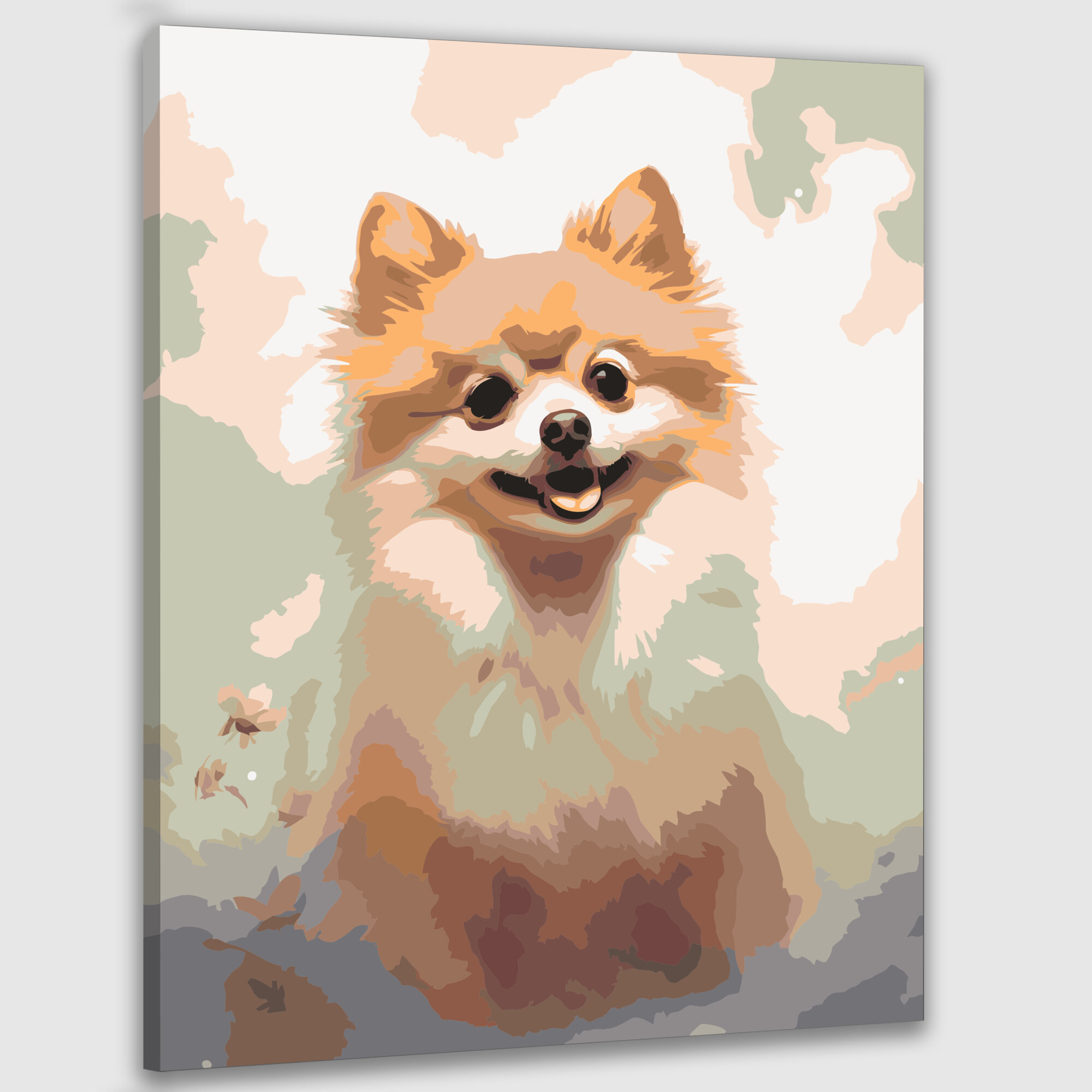 Картина по номерам 40x50 см, померанский шпиц, ангел, четыре лапы, цветовая палитра, мягкие мазки кисти