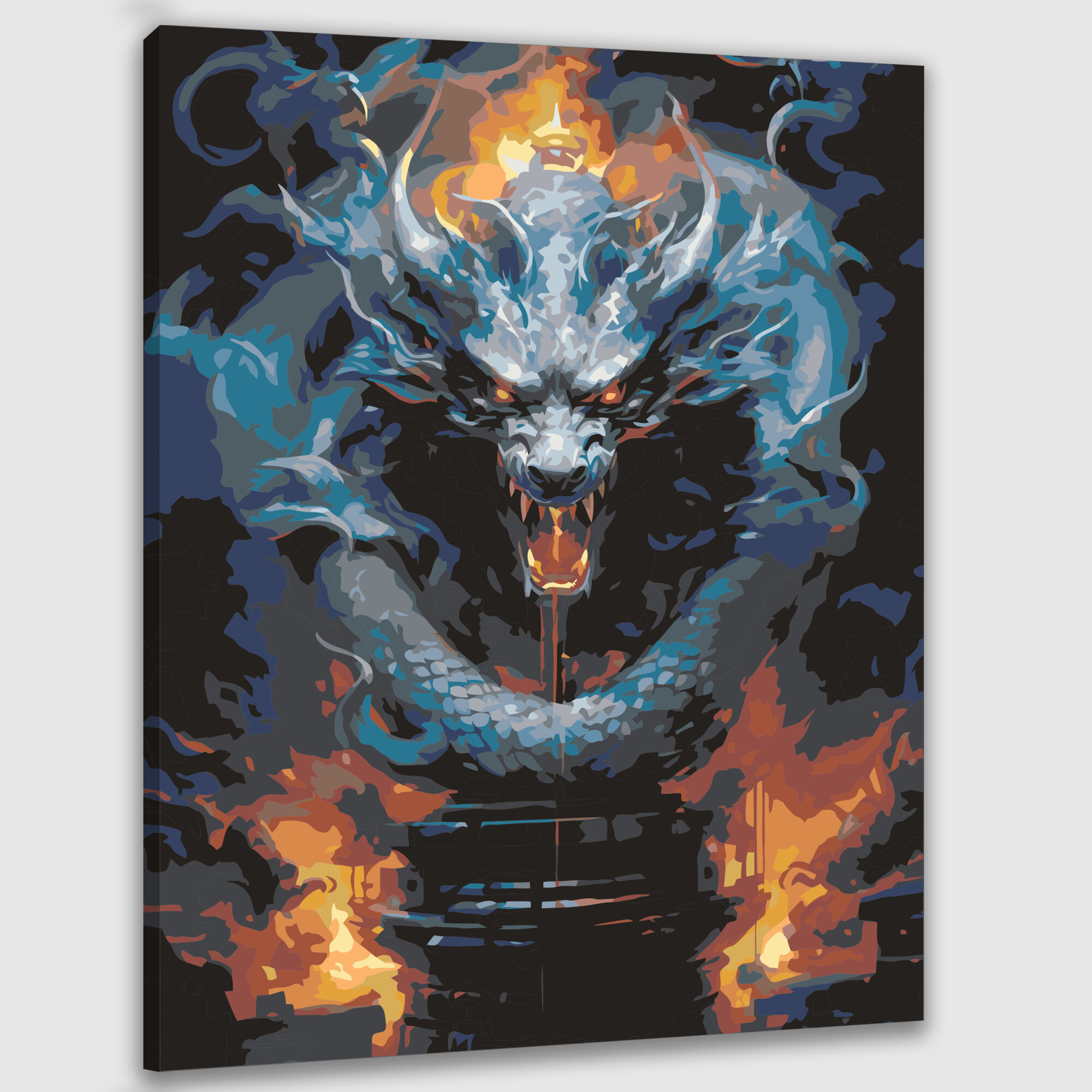 Картина по номерам 40x50 см, дракон, акварель, мистическое изображение, мистический артефакт, глаза светятся