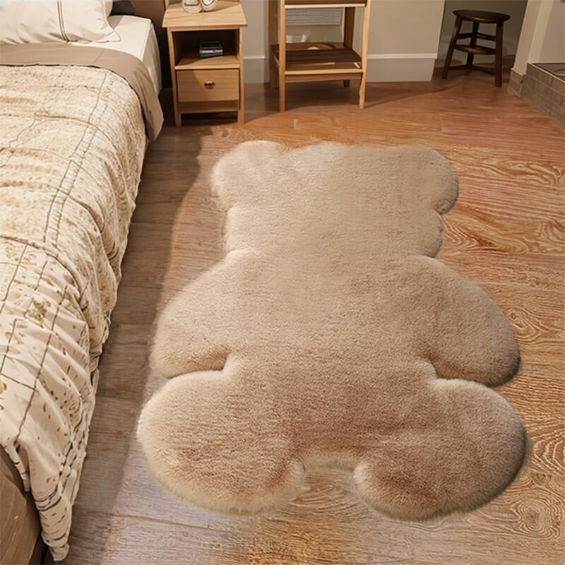 Ковер в форме медведя, мягкий материал из искусственного меха кролика, приятный на ощупь, может быть использован для украшения спальни гостиной детской комнаты 120x160CM