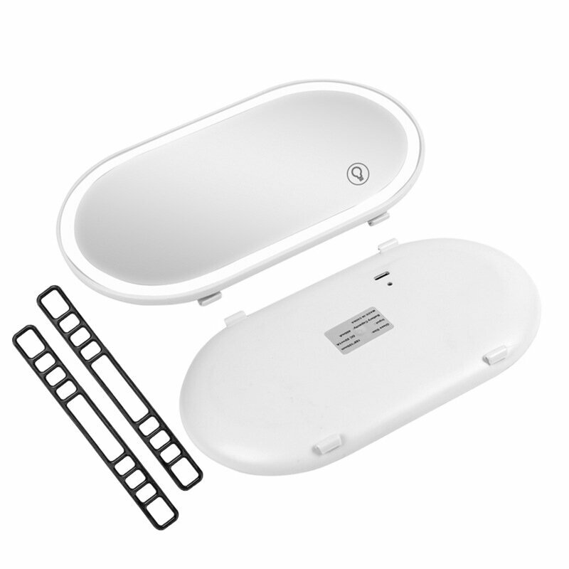 Автомобильное зеркало на солнцезащитный козырек со светодиодной подсветкой, сенсорным управлением, HD-стеклом, универсальной тонировкой, косметическое, белое.