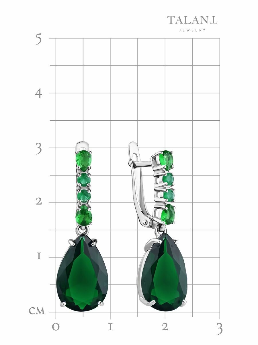 Серьги с подвесками TALANT, серебро, 925 проба, кварц синтетический, , серебристый — фото 1