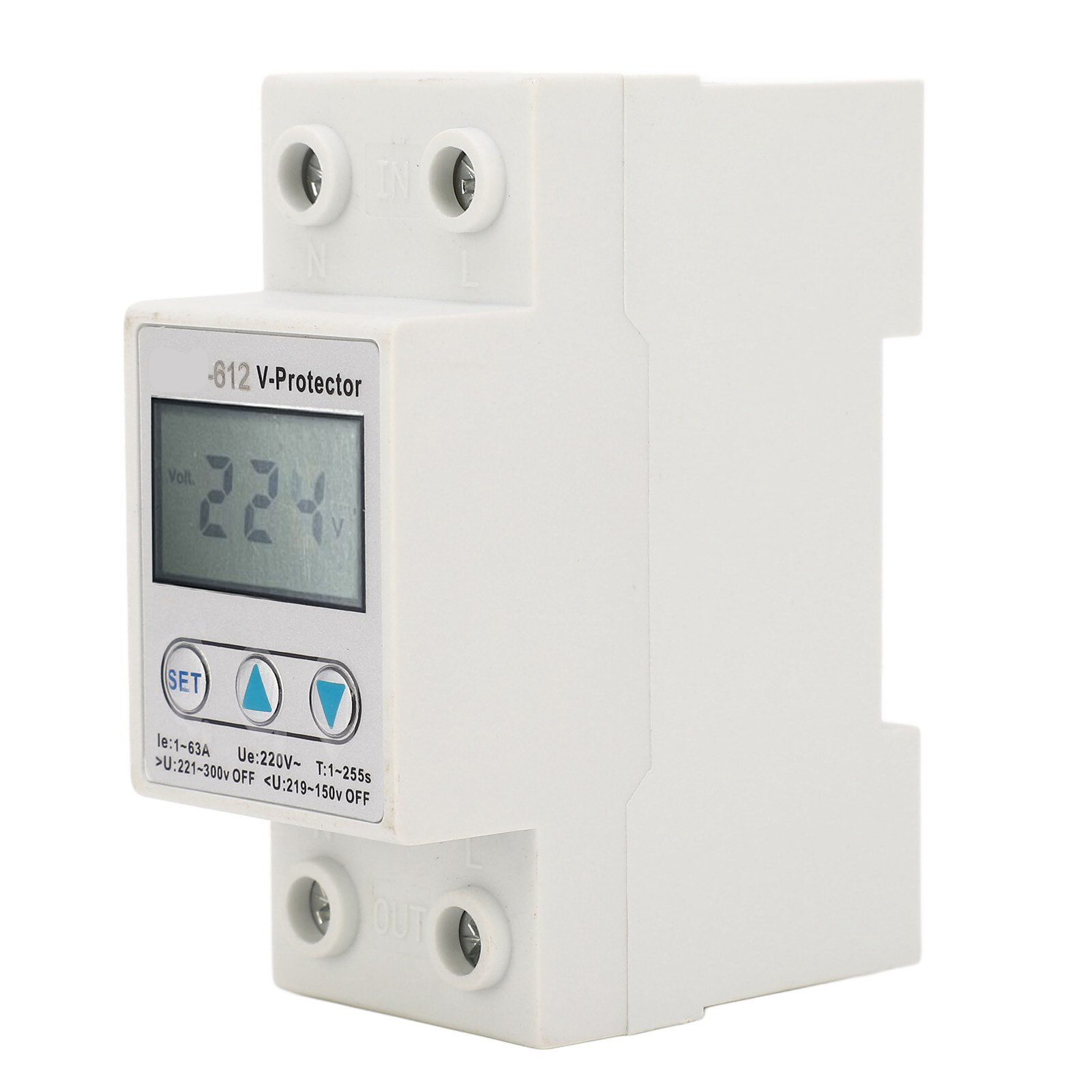 2P Устройство защиты от перенапряжения с ЖК-дисплеем, функцией самовосстановления, защитой от перенапряжения и пониженного напряжения, автоматическим сбросом, AC220V 63A