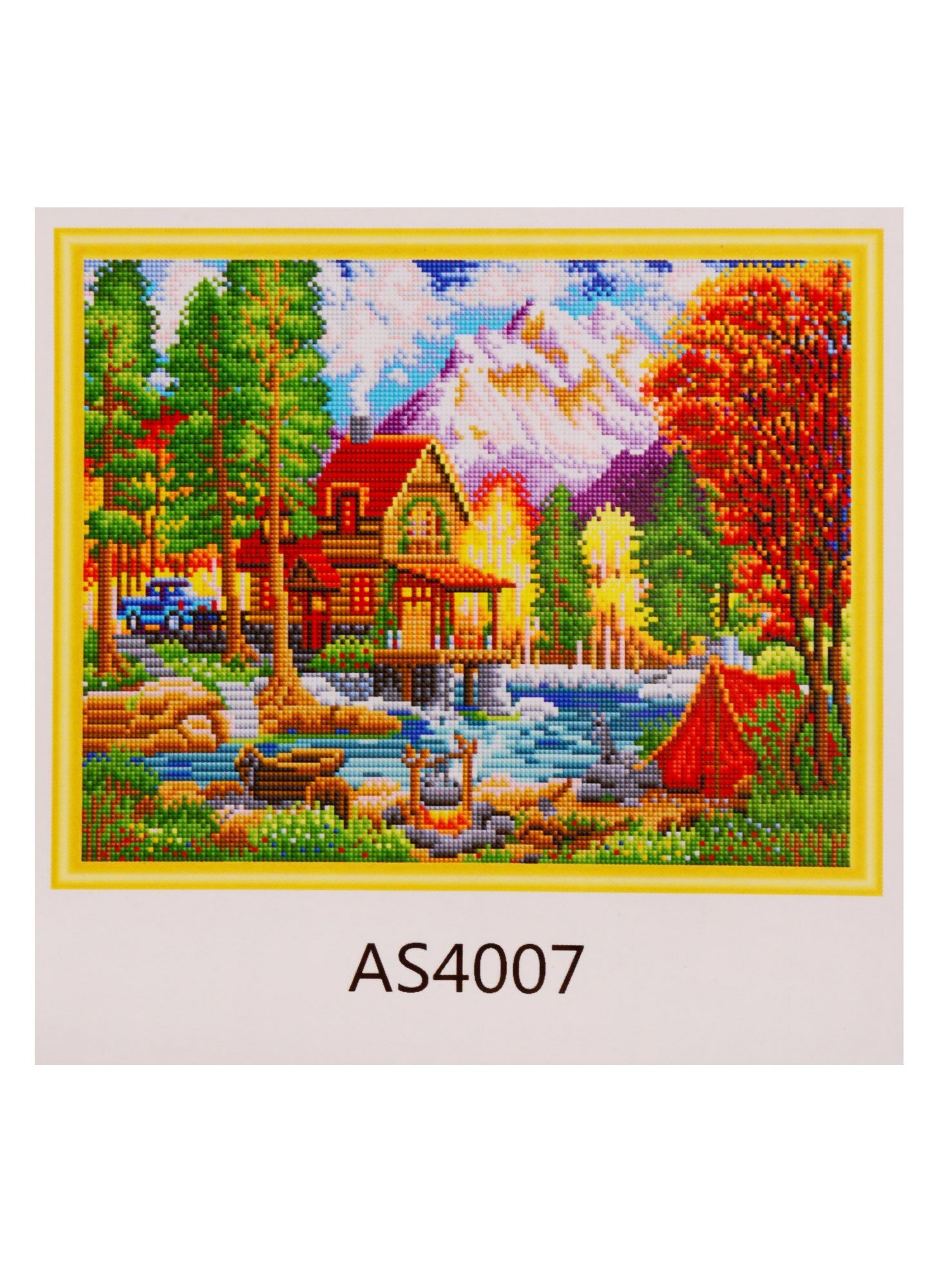 Набор для творчества, Рыжий Кот, Алмазная мозаика Домик в горах (блест) 40х50см, с подр, с полн. заполн. 32 цв. AS4007